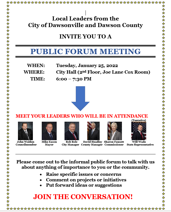 Public Forum Meeting | Dawsonville Georgia